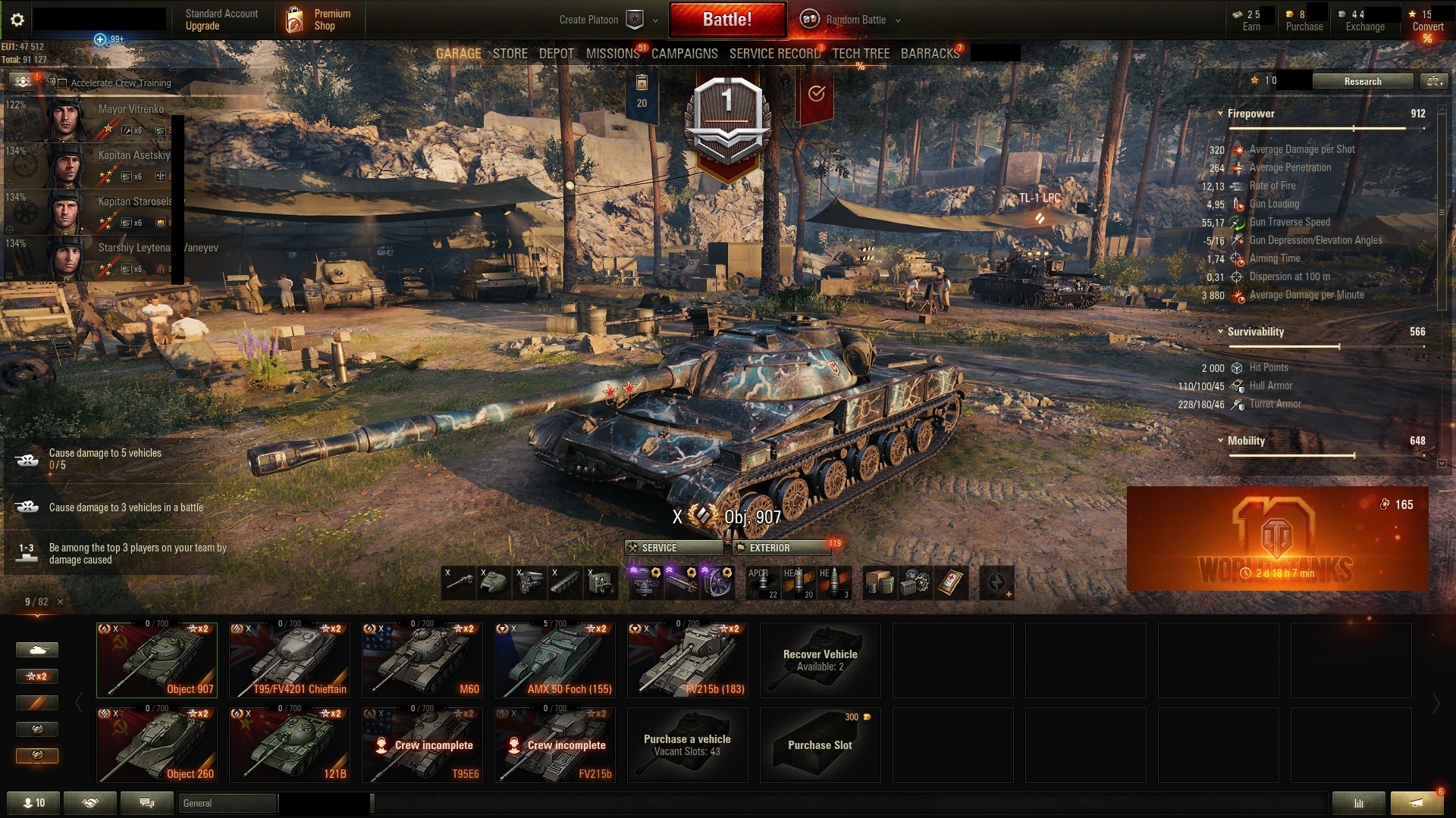 SOLD - WoT account 5 tanks from the campaign + Obj.260 (3 MoE ...