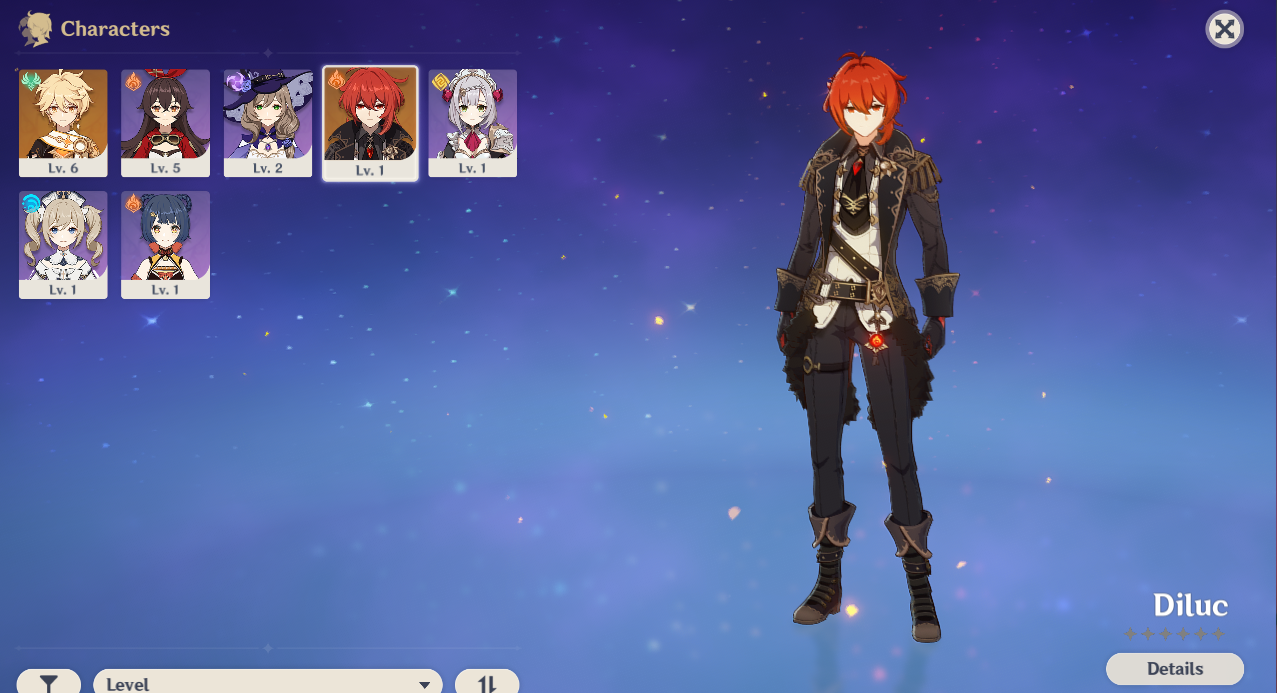 SOLD - Na AR7 Diluc Male character + diluc sword level 4 | EpicNPC ...