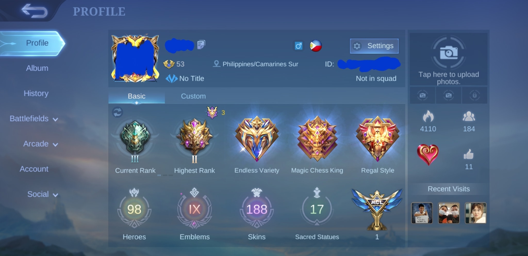 Selling - MLBB account with skins and magic crystal for claiming ...