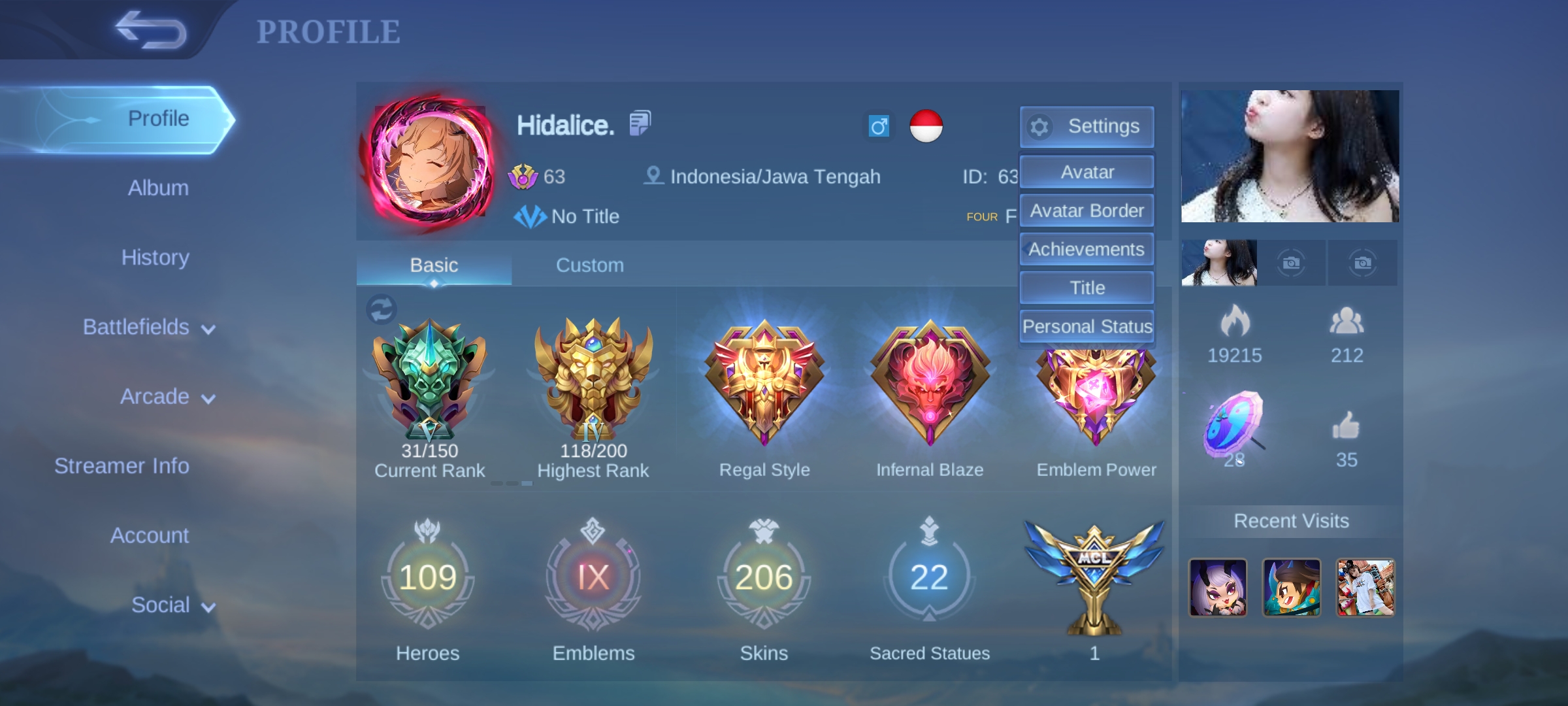 Selling - ML Acc Full Hero And 206 skins only $90 | EpicNPC Marketplace