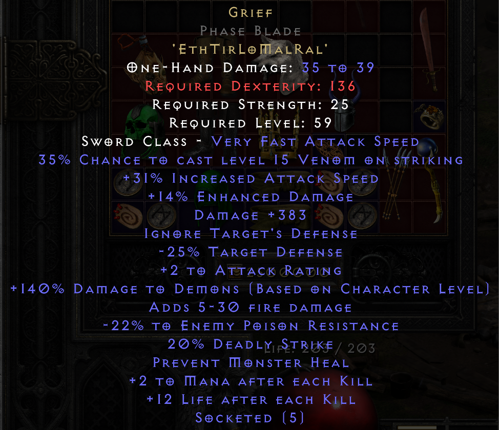 SOLD - D2R Unid Anni, Coh, Infinity, and Grief PB For sale | EpicNPC