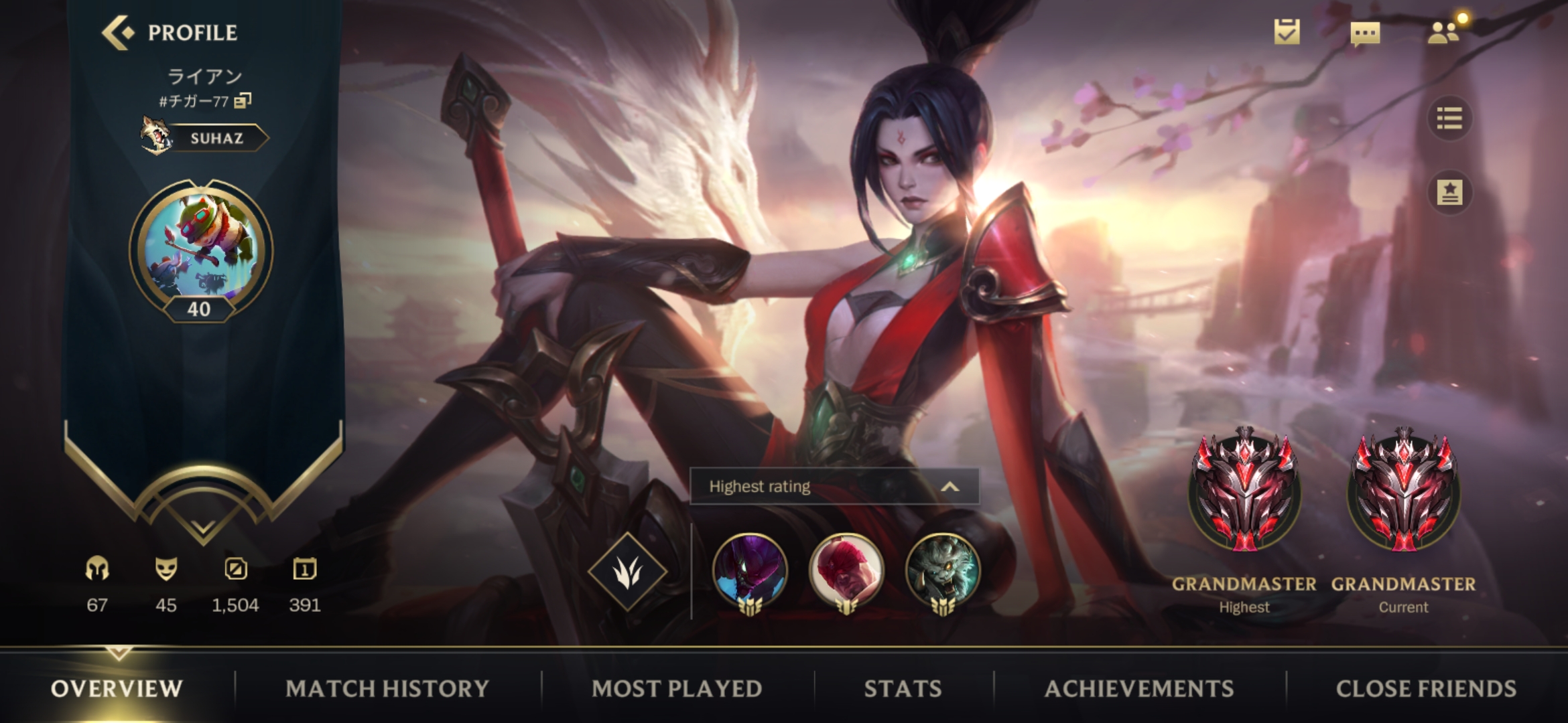 Selling - Wildrift account sea/oce server grandmaster skin 45. Legend 6 ...