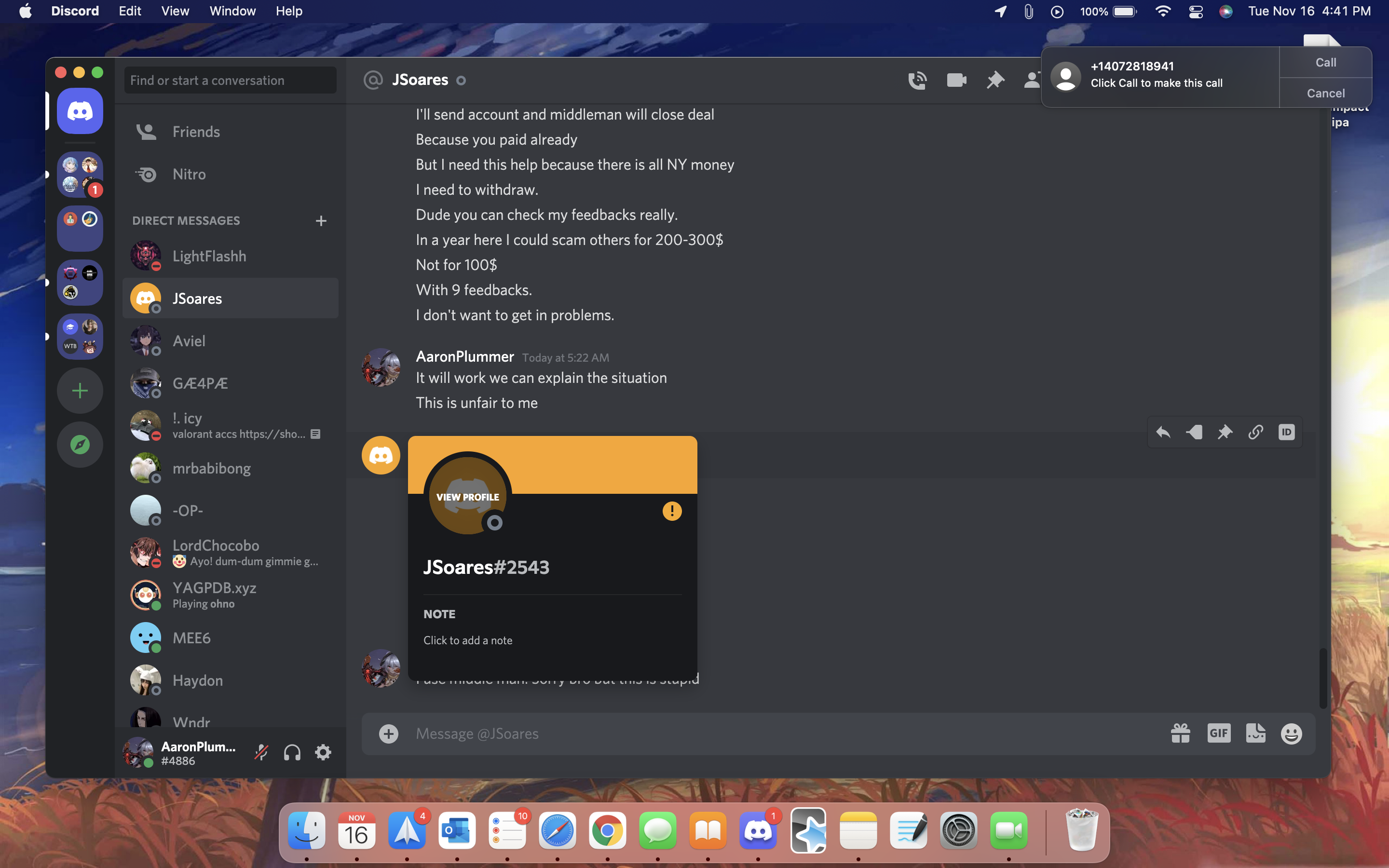 Someone posed as original owner on discord. Always use middle man ...