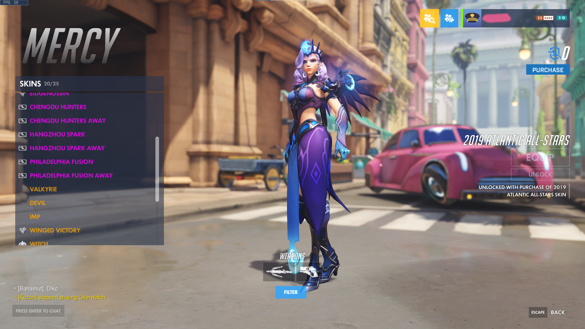 Selling - 2019 Atlantic Mercy all-star skin + 2020 Pacific D.VA + 15 ...