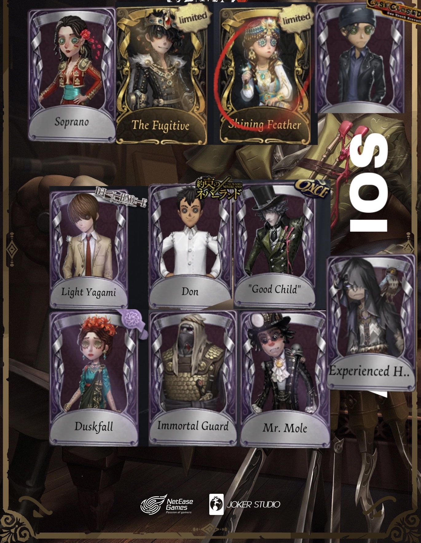 Trading - /Selling 3 Identity V acc with rare limited crossover skins ...