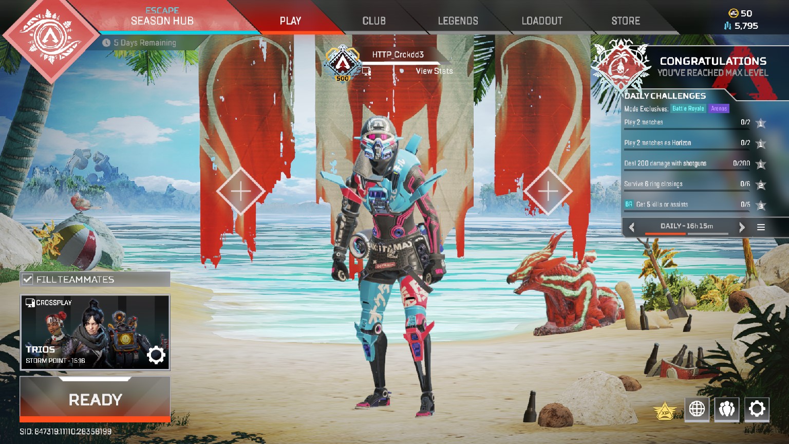 SOLD - Octane Heirloom+Sonic Boom+Peak Performance+El Tigre 5781 Kills ...