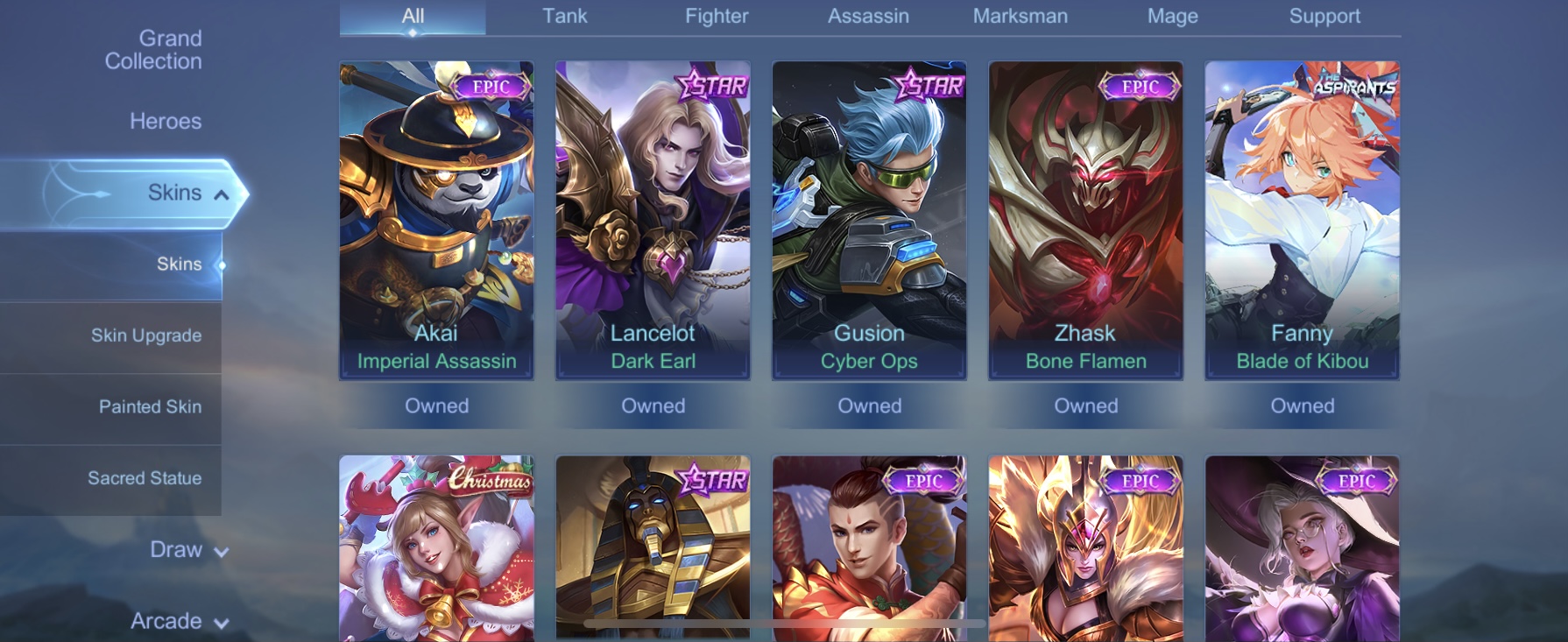 Selling - STACKED mobile legends/mlbb collector/legend skin account ...