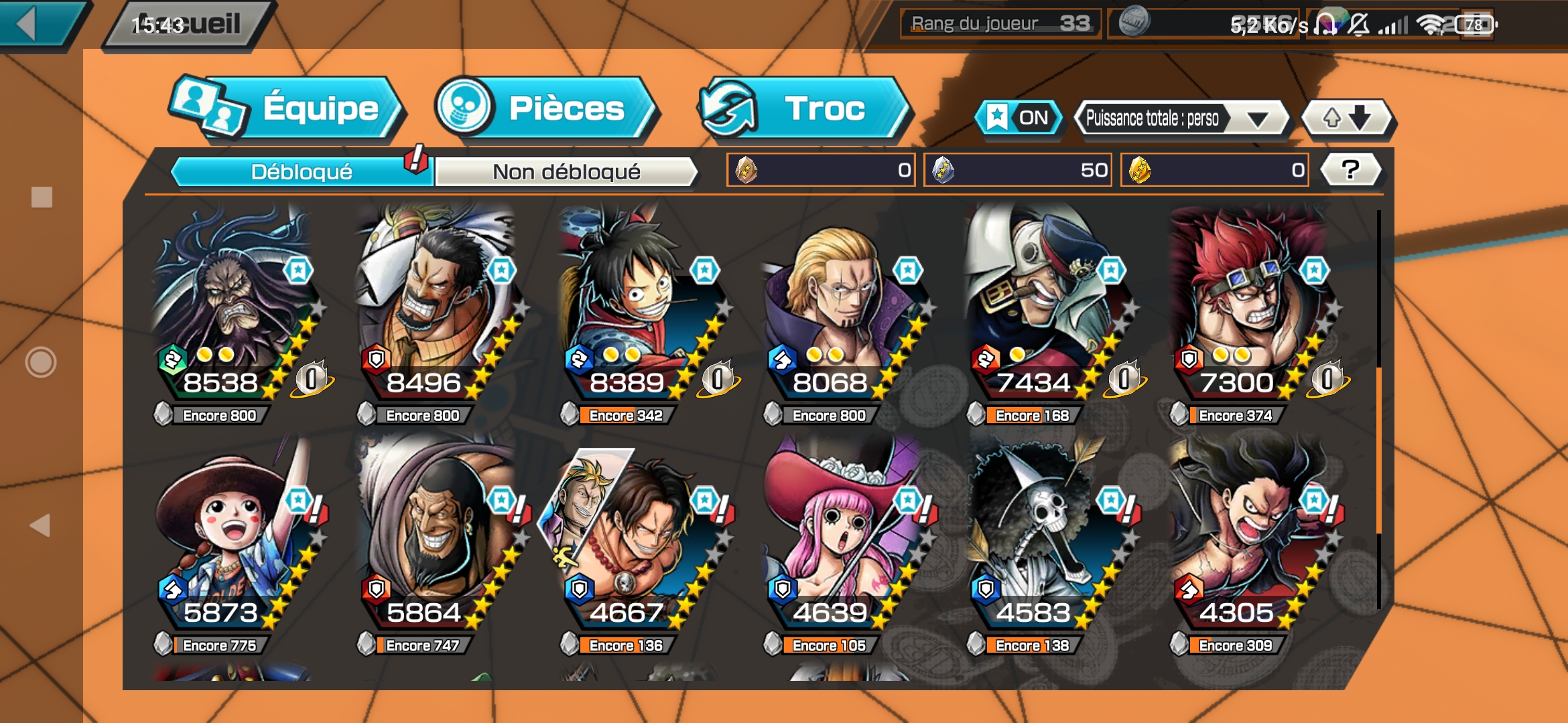 Selling - Opbr acc with max ex Roger and a loto of meta characters ...
