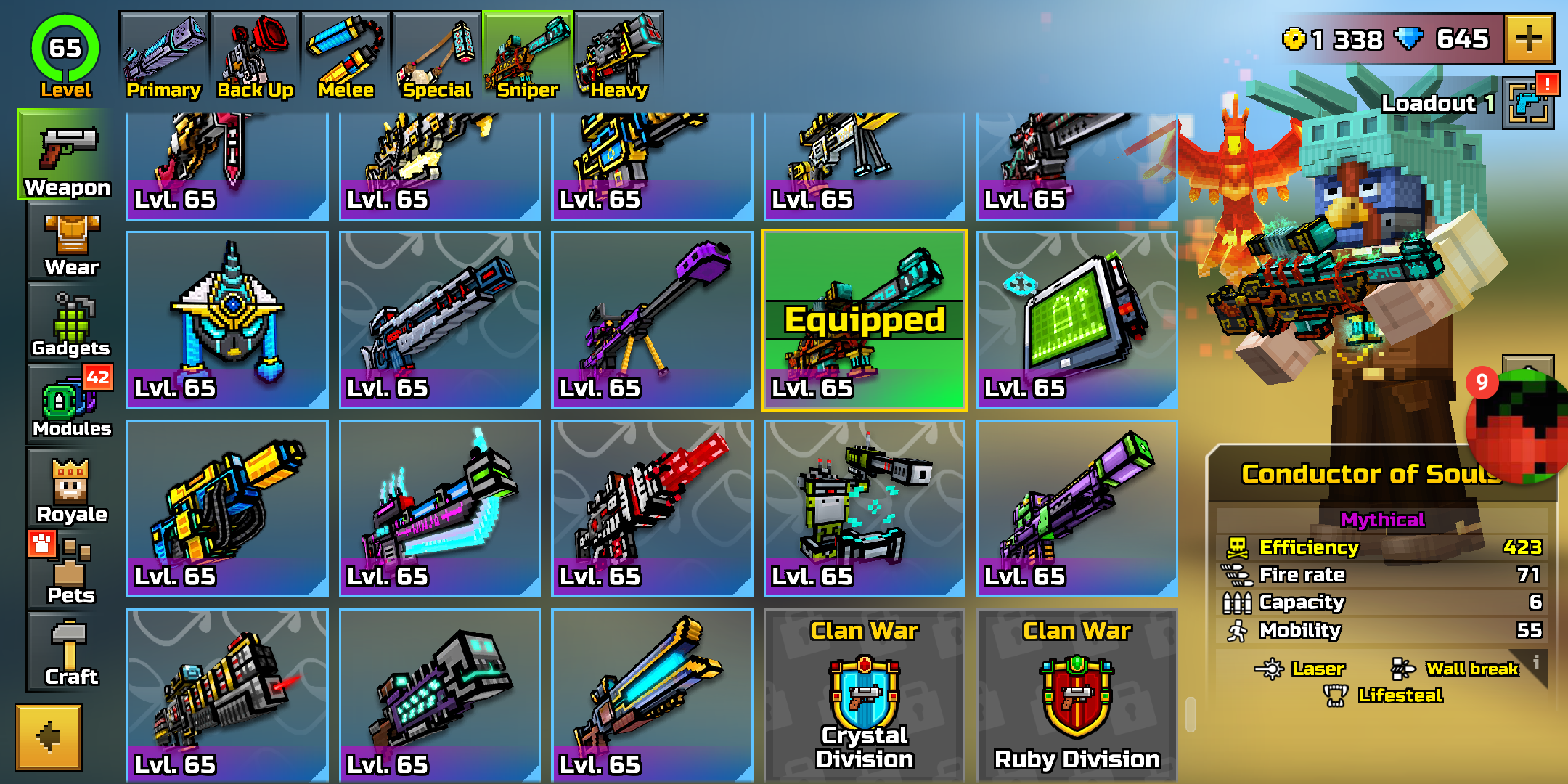 Selling - PG3D Veteran Account LVL65 | Gold and silver league guns ...
