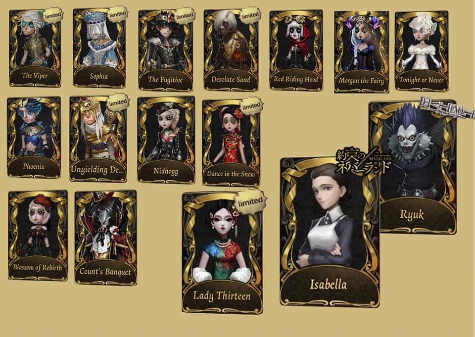 Selling - Identity V All TPN skins and all death note | EpicNPC Marketplace