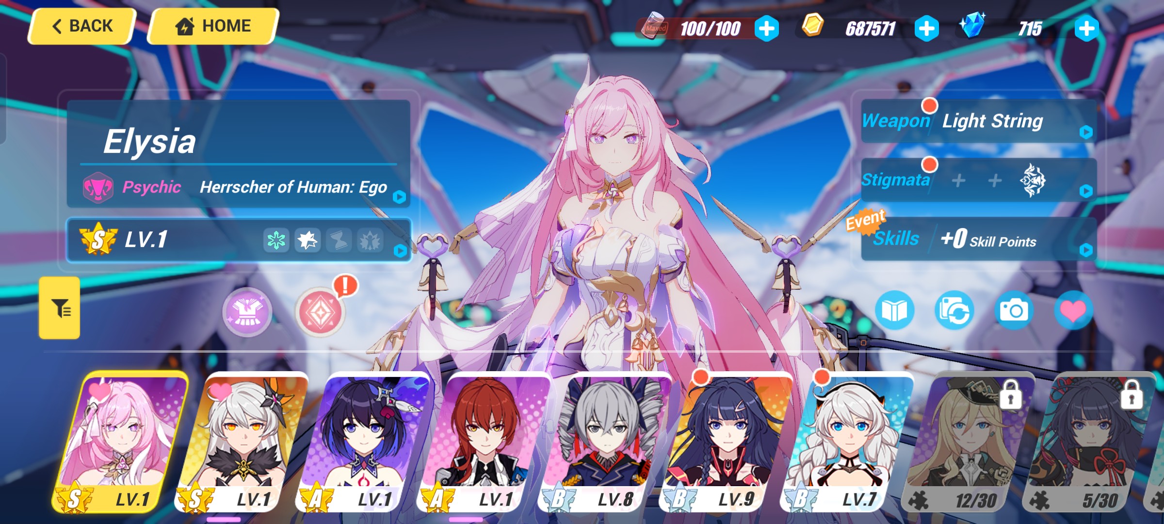 SOLD - NA | Starter Level 20 Herrscher Elysia + Stigmata B + Hov + Starter Event $15 - EpicNPC