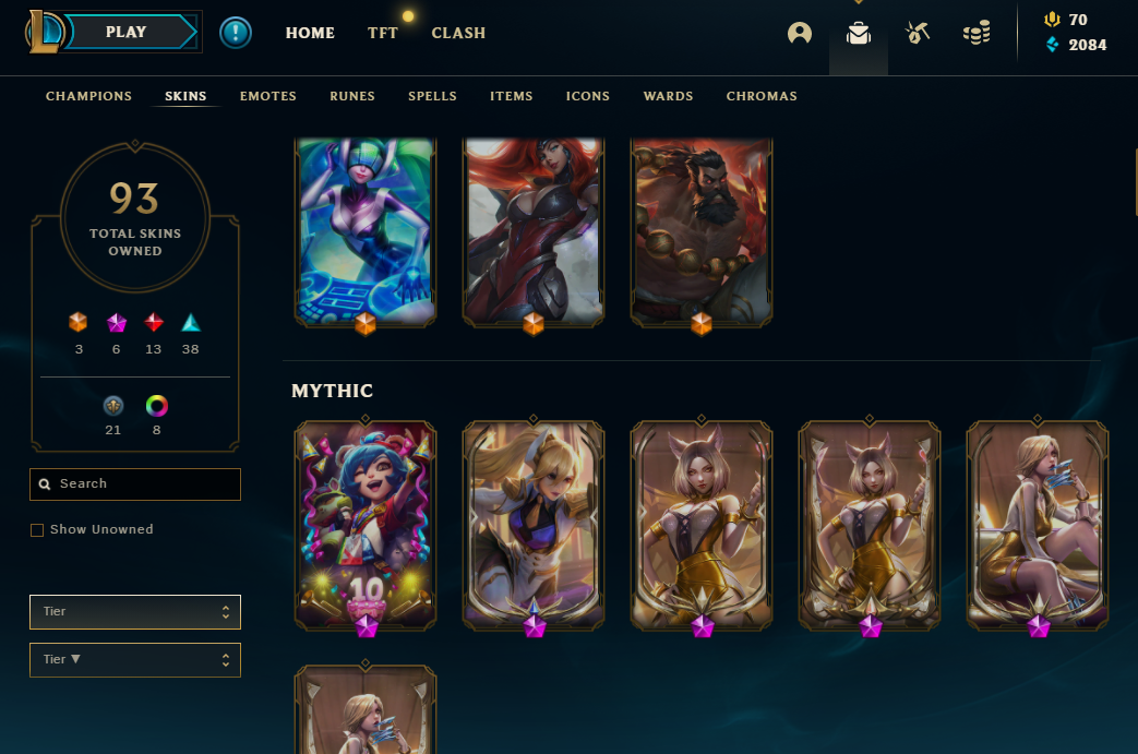 SOLD - Selling NA LoL Account $140 (93 Skins, 111 Champs, Plat 4, rare ...