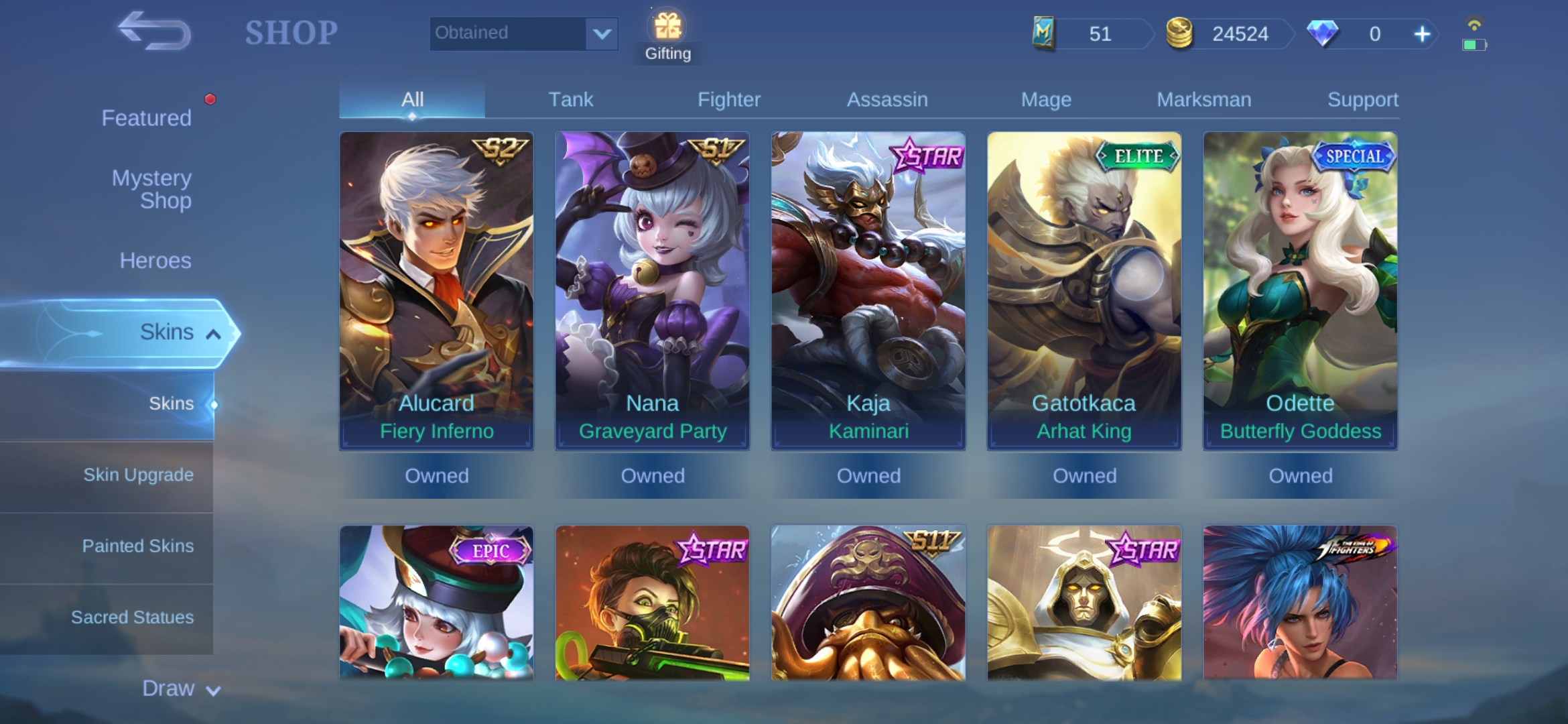 (CHEAP) collector Benedetta legend Gusion full-STUN skins limited-time ...
