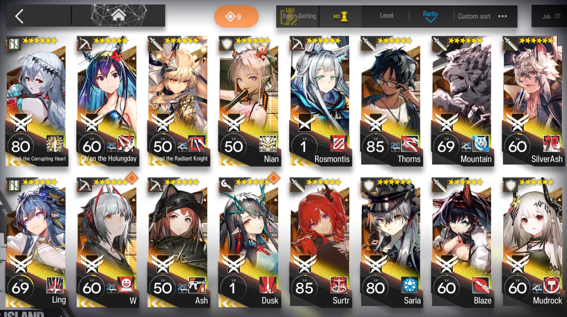 SOLD - Arknights EN lv115 | 43 6* Full Limited R6S, 87 E2 78 skin 140 ...