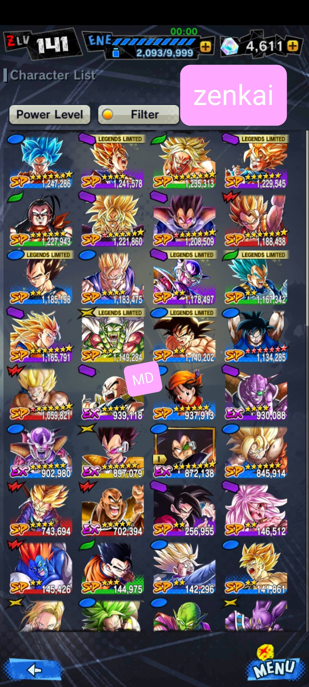 SOLD - 35$ 4611 cc DBL acc lv 141, 13 LL inc New Beast Gohan, 5 UL only ...