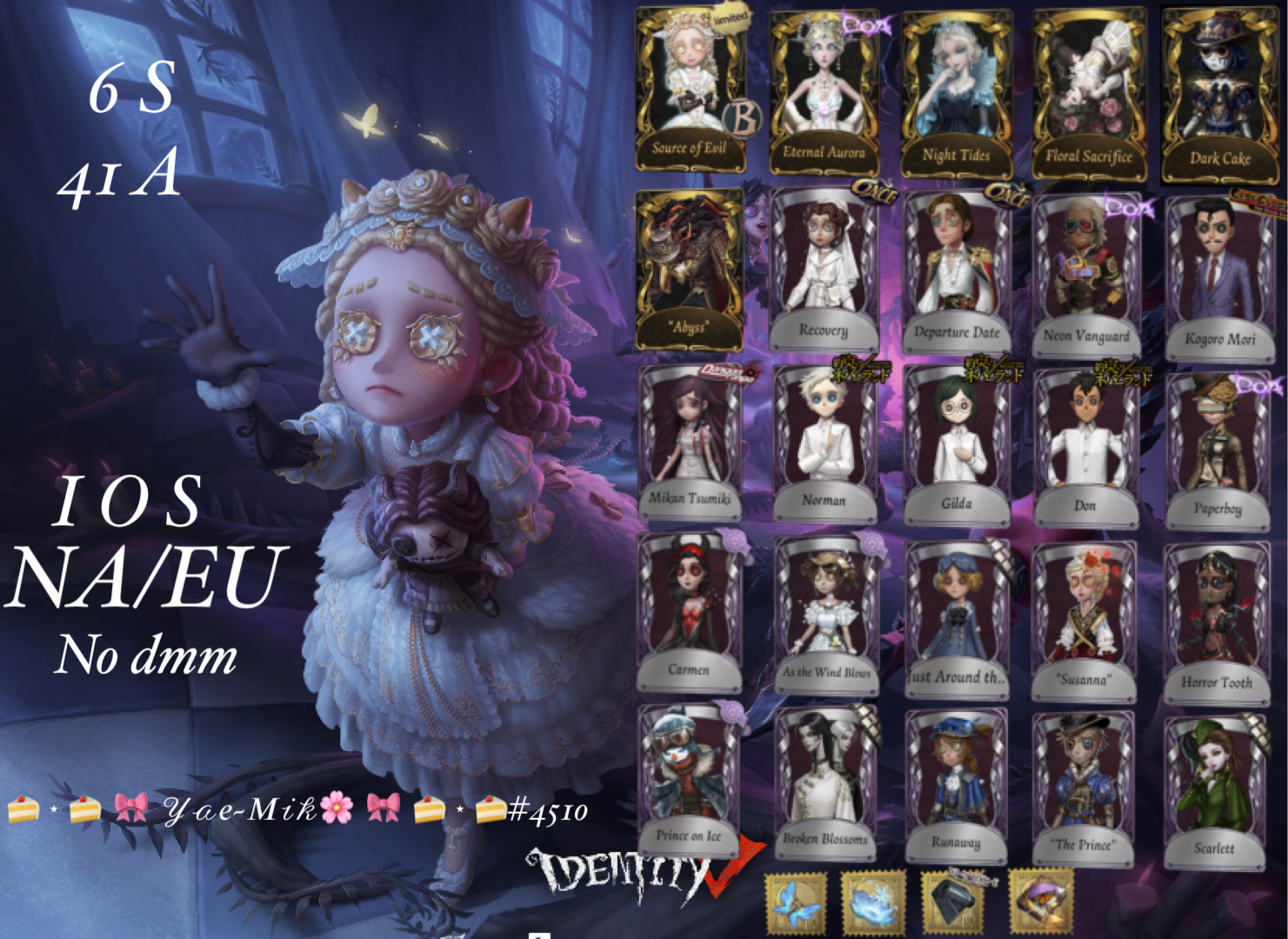 SOLD - Selling identity V Soe and Eternal Aurora acc for 40-60 us ...
