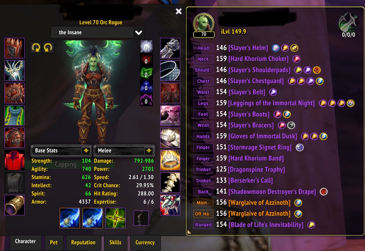 Epic Insane Orc rogue with glaives lots of titles / mounts too much to ...