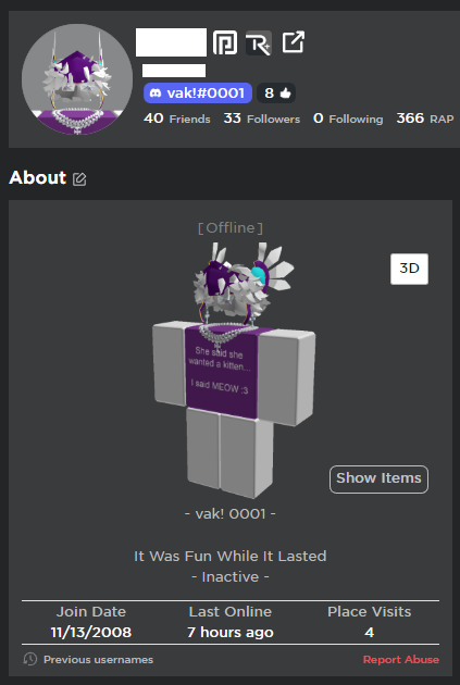 2008 Roblox Account w/ Headless & Purple Valkyrie & 20K Pending Robux ...