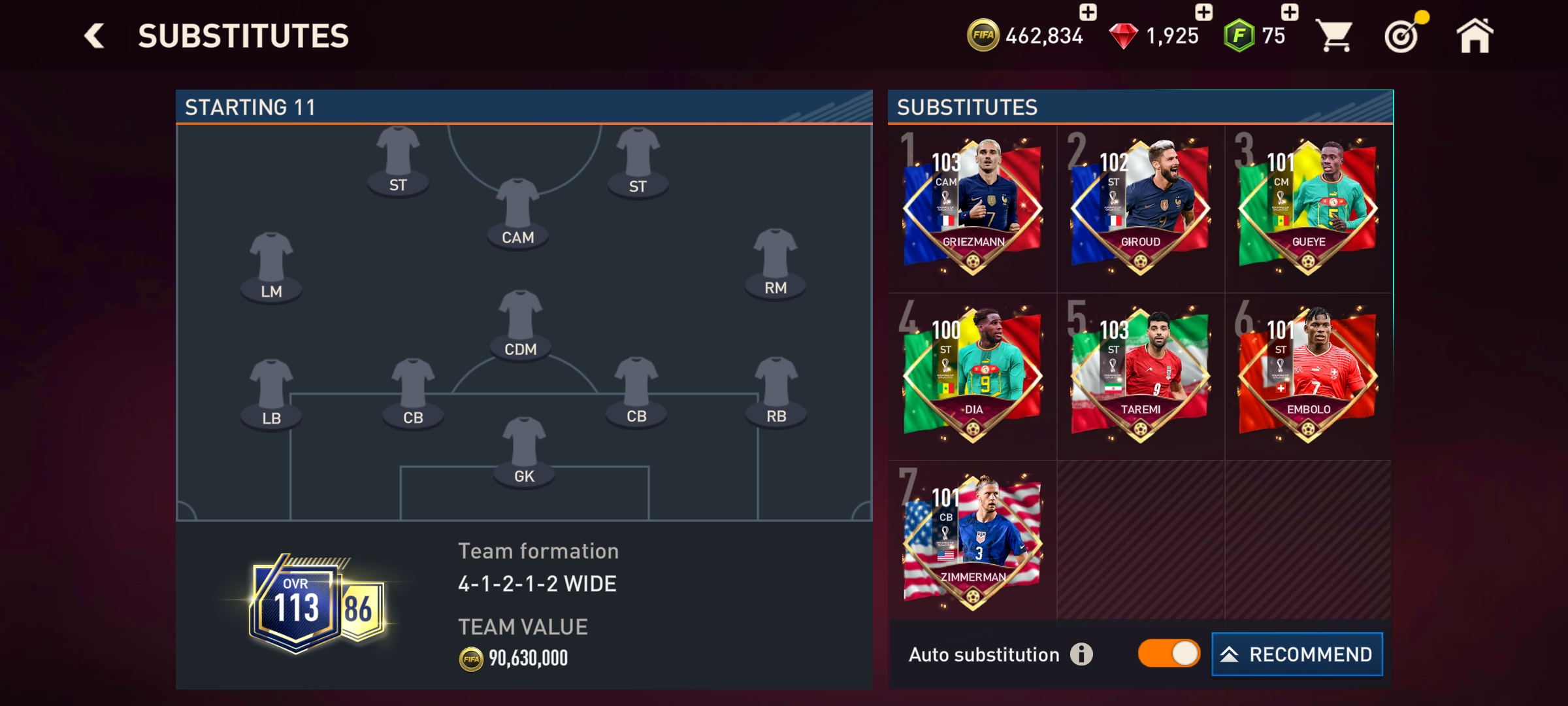 Fifa mobile ac 113 Ovr 86 chemistry - EpicNPC