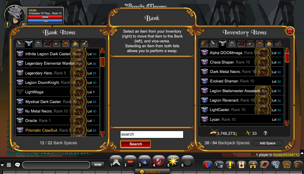 Selling - AQW 4 yrs old account 4 yrs old -8th Upholder- A lot of rares ...