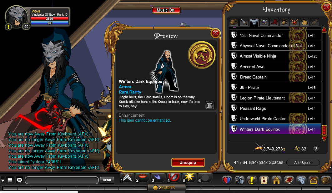 Selling - AQW 4 yrs old account 4 yrs old -8th Upholder- A lot of rares ...