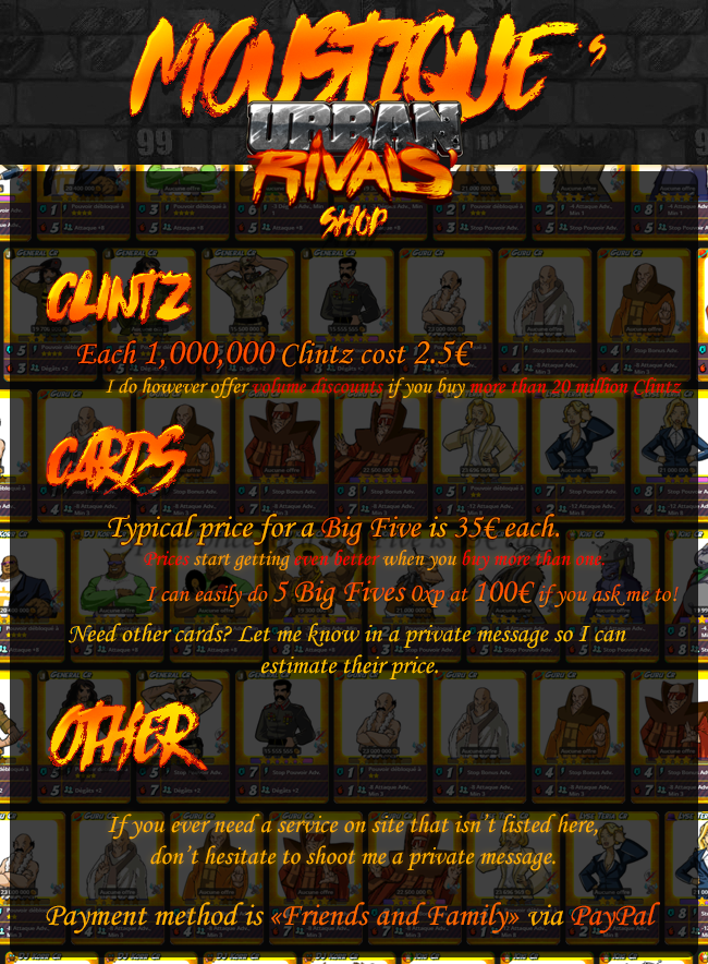 SOLD - Urban rivals clintz, rare cards, cheap ! | FAST + SECURE ...